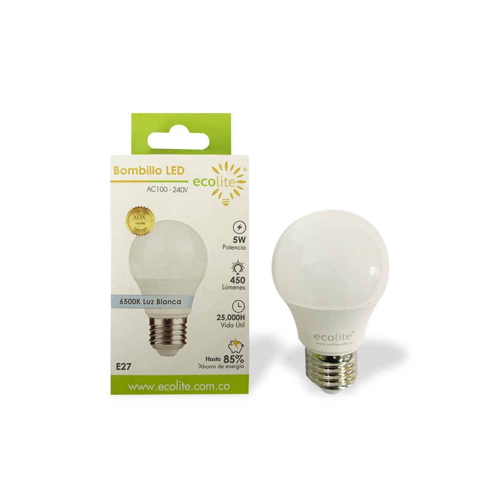 Bombillo LED 5W rosca E27 LBA605W - Ecolite