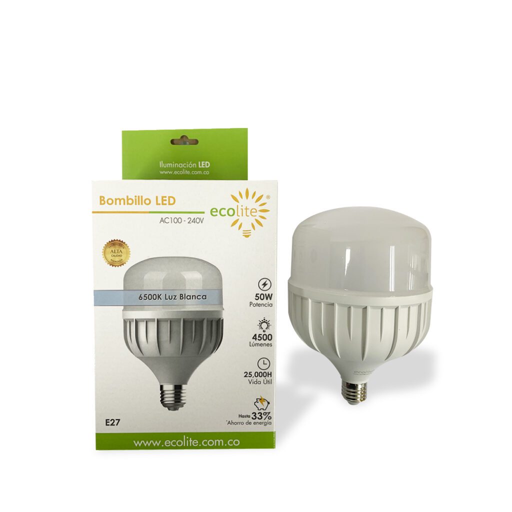 Bombillo LED Alta Potencia 50W Rosca E27 (2024) Ecolite